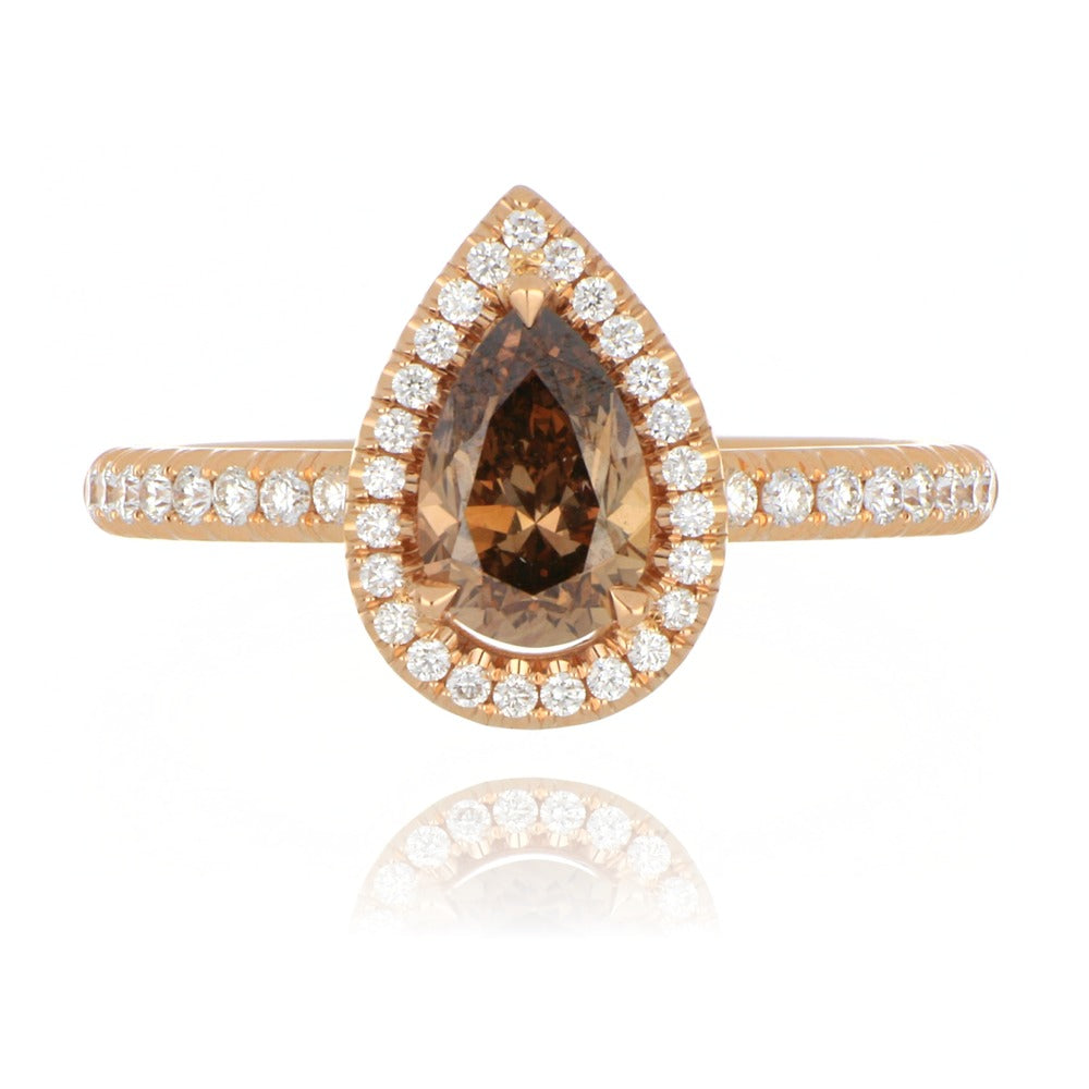 18ct rose gold 1.03ct coffee diamond halo ring – Allum & Sidaway