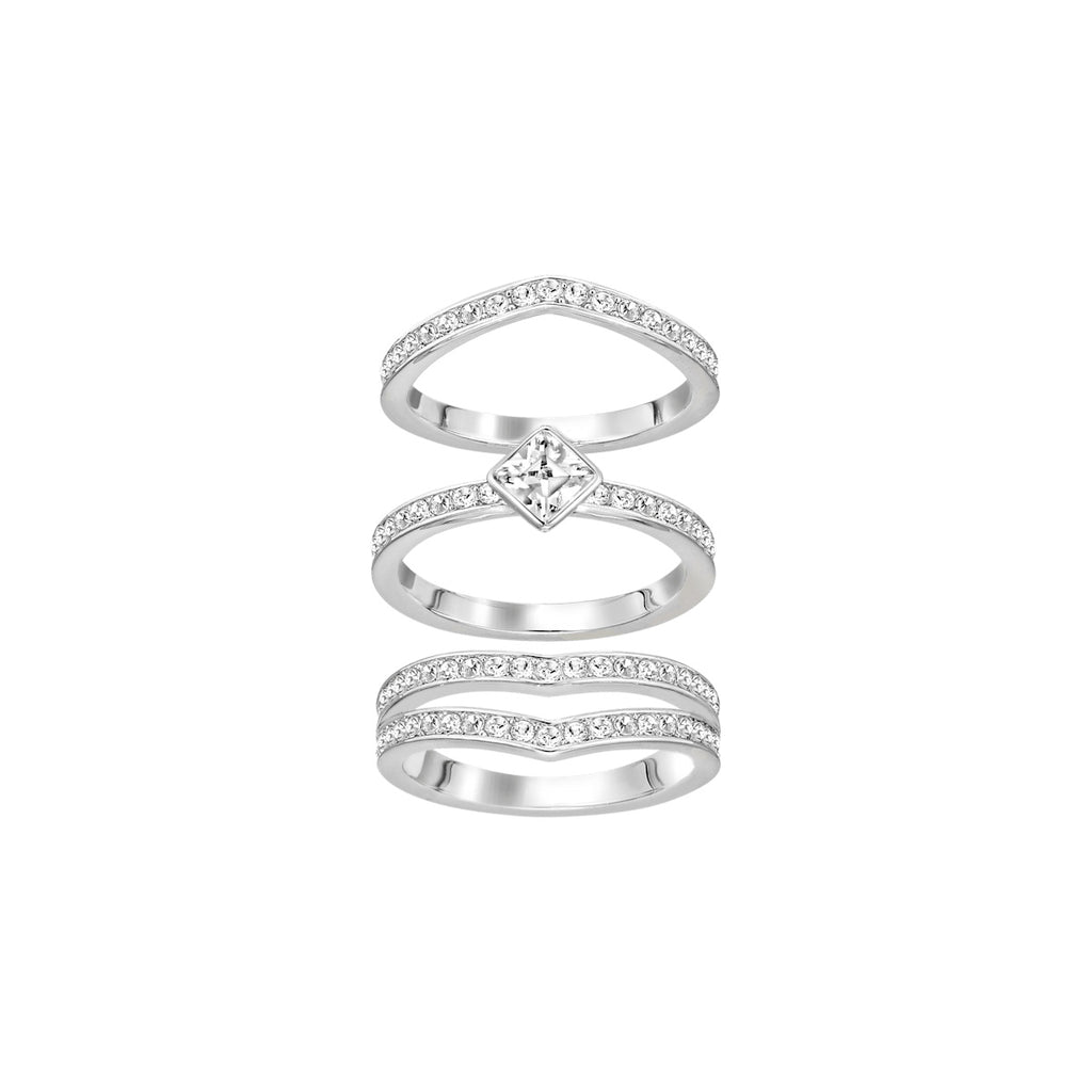 Swarovski Rhodium Plated Alpha Ring Set - Size 55 – Allum & Sidaway